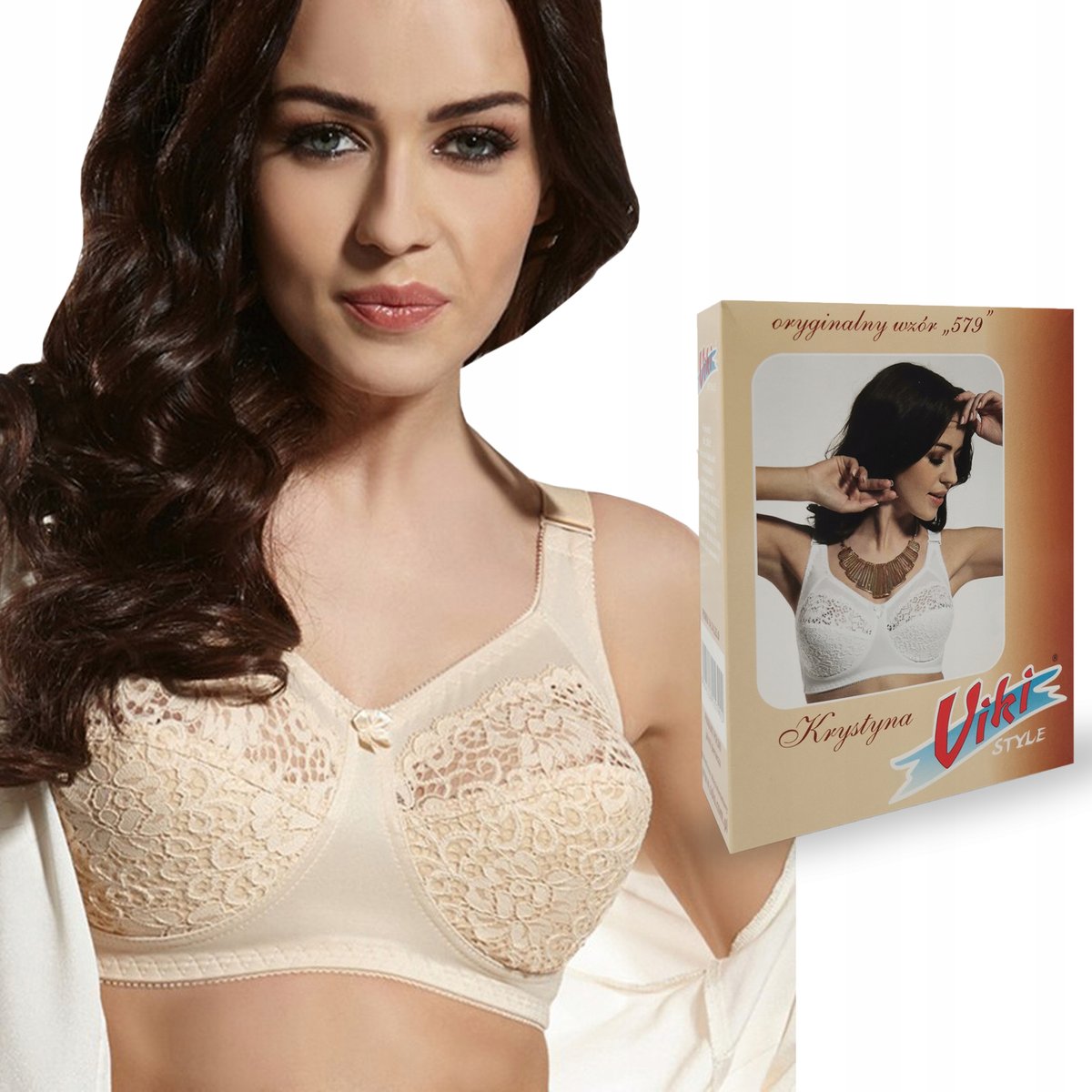 Biustonosz Viki 579 Krystyna Beżowy , 85E - Inna marka | Moda Sklep EMPIK.COM