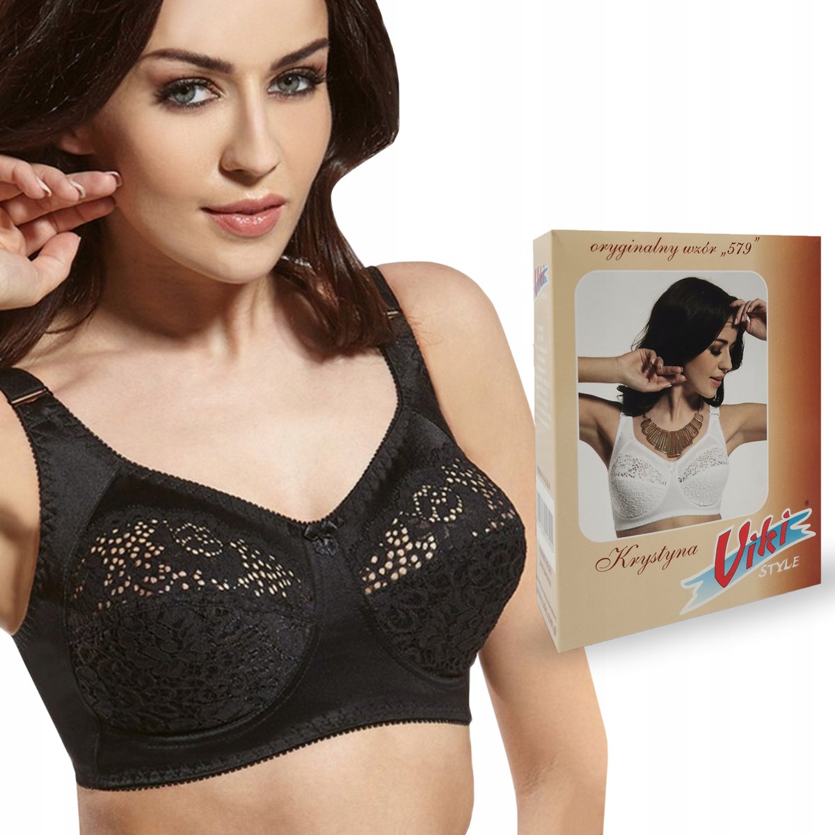 Biustonosz Viki 579 Krystyna Czarny , 95C - Inna marka | Moda Sklep EMPIK.COM