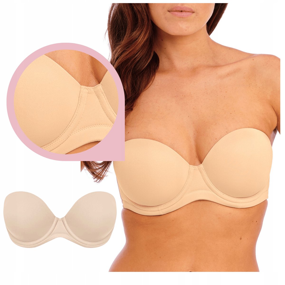 Biustonosz Wacoal Red Carpet beż stanik strapless gładki bardotka - 34D/75D - Wacoal | Moda ...