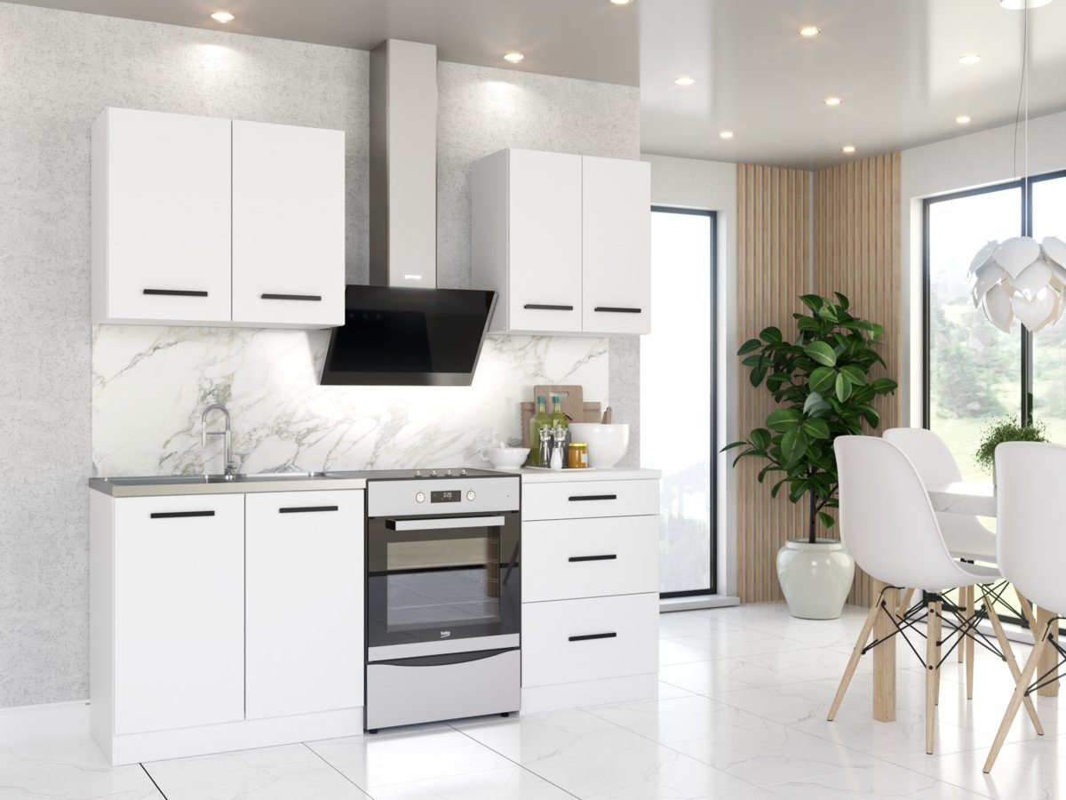 Blanco ® Zestaw mebli kuchennych Meble kuchenne Kuchnia MINI 2,0m BIAŁY ...