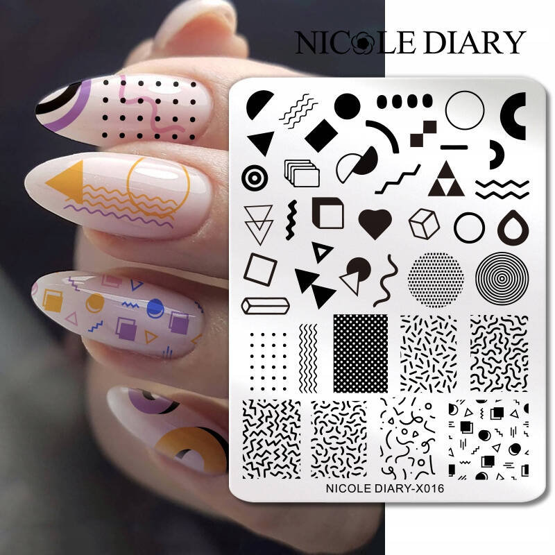 Blaszka do paznokci płytka do stampingu geometria NICOLE DIARY - X016 | Sklep EMPIK.COM