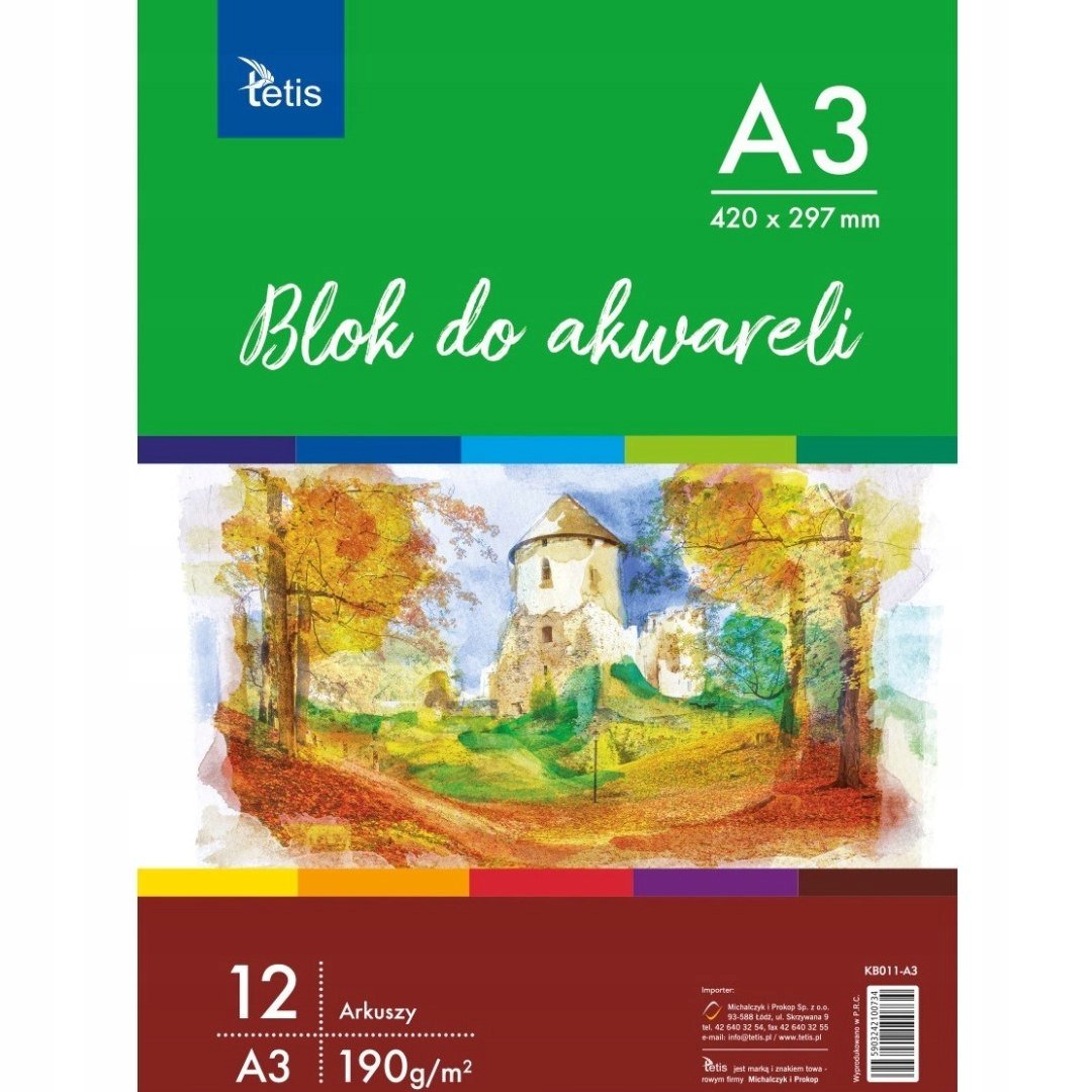 Blok Do Akwareli A3 12K 190G Kb011-A3 Tetis - TETIS | Sklep EMPIK.COM