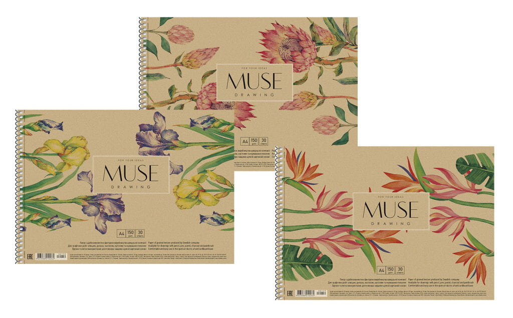 Blok do rysowania na spirali Muse Flowers - A4 - 150 g - Inna marka ...