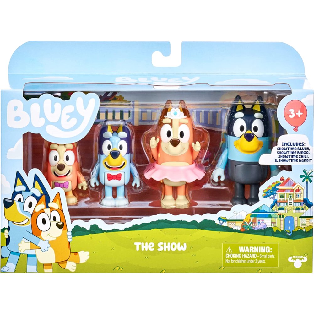 Bluey Bingo Chilli Bandit The Show Przedstawienie Zestaw Figurek 4-Pak ...