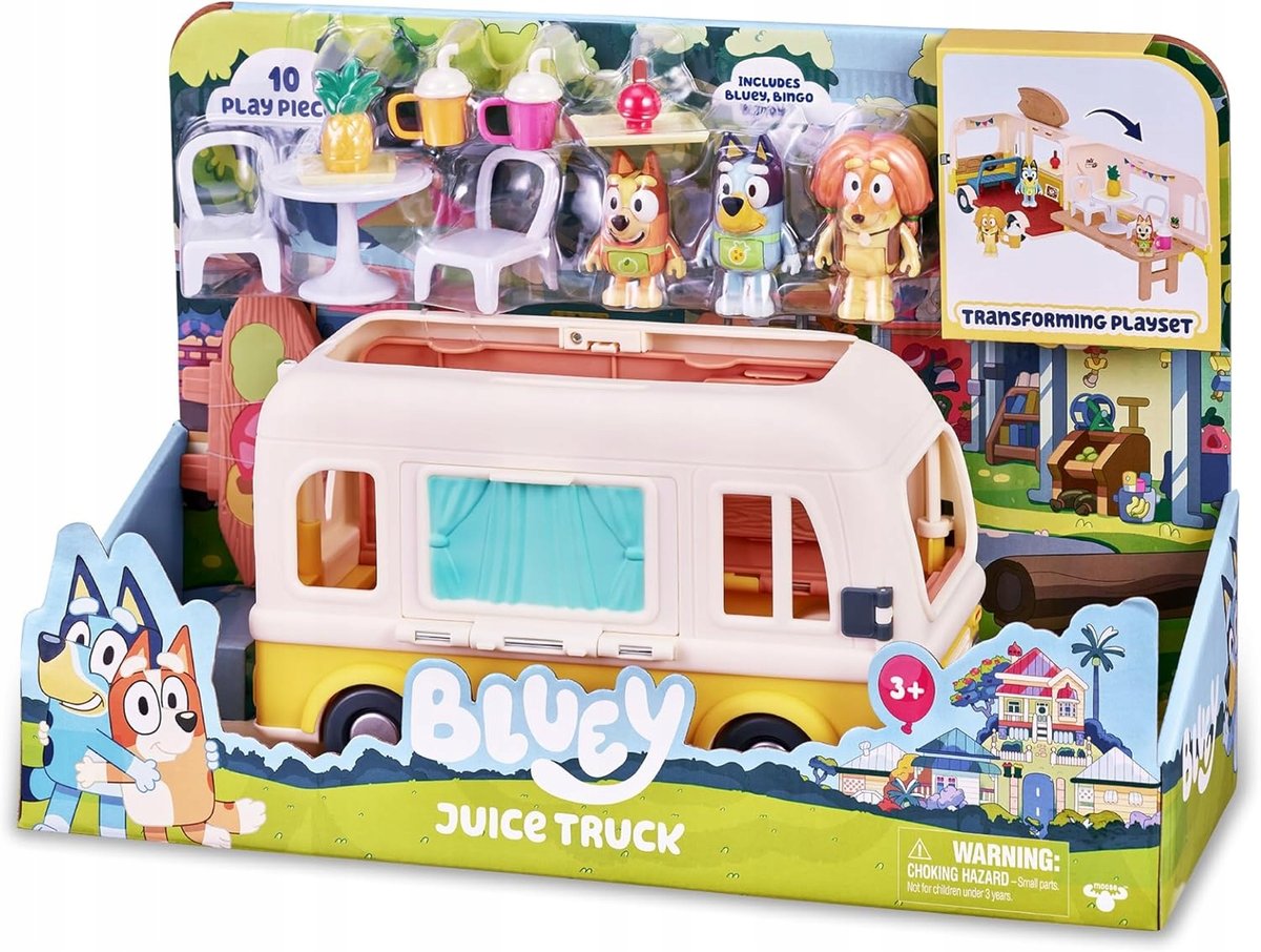 Bluey Juice Truck Blu Cięzarówka z sokiem akcesoriami i figurkami Moose ...