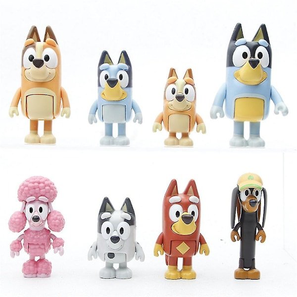 Bluey Toy Bluey i przyjaciele 8-pak ruchomych figurek Zabawki na ...