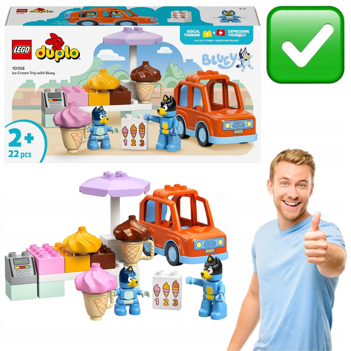 BLUEY WYPRAWA PO LODY Z BLUE LEGO DUPLO 10458 NOWY ZESTAW KLOCKÓW ...