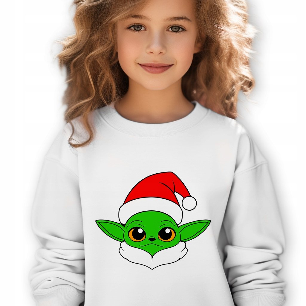 Bluza BEZ KAPTURA Biała BABY YODA CHRISTMAS Prezent Na Święta Rozm 128 ...