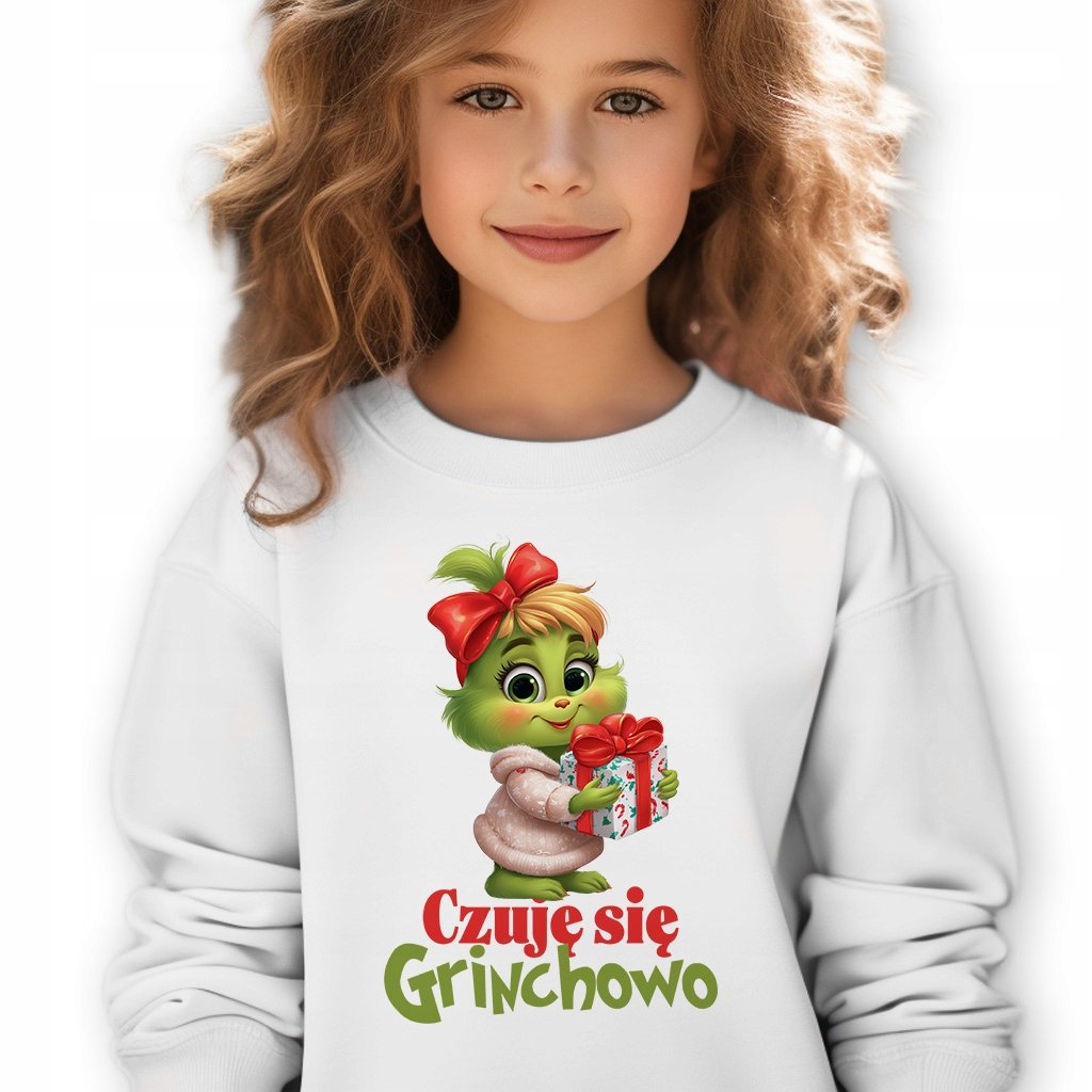 Bluza Biała Bez Kaptura GRINCH CZUJĘ SIĘ GRINCHOWO Na Prezent Wz - 164 ...