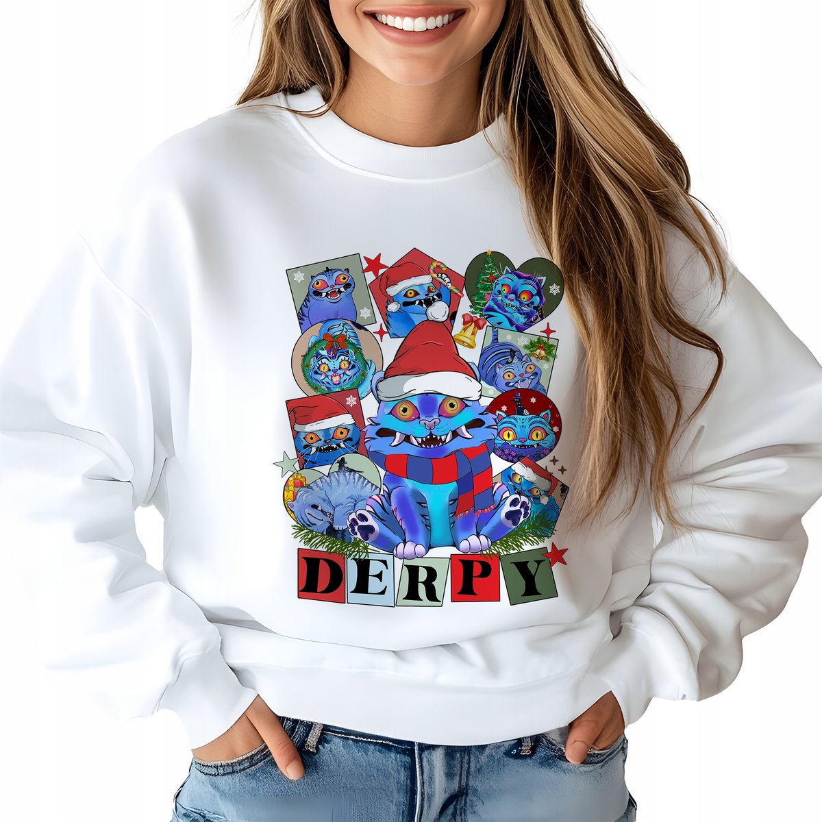 Bluza BIAŁA Damska DERPY SANTA Prezent Na Mikołajki Święta Gwiazdka ...