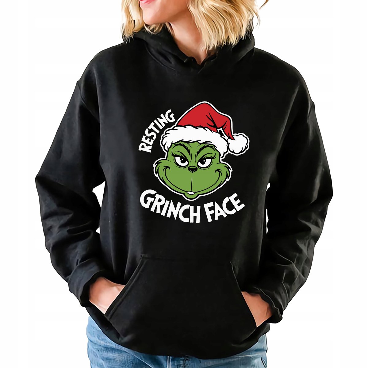 Bluza Czarna Z KAPTUREM Damska MERRY GRINCH MAS Prezent Święta Mikołaja ...