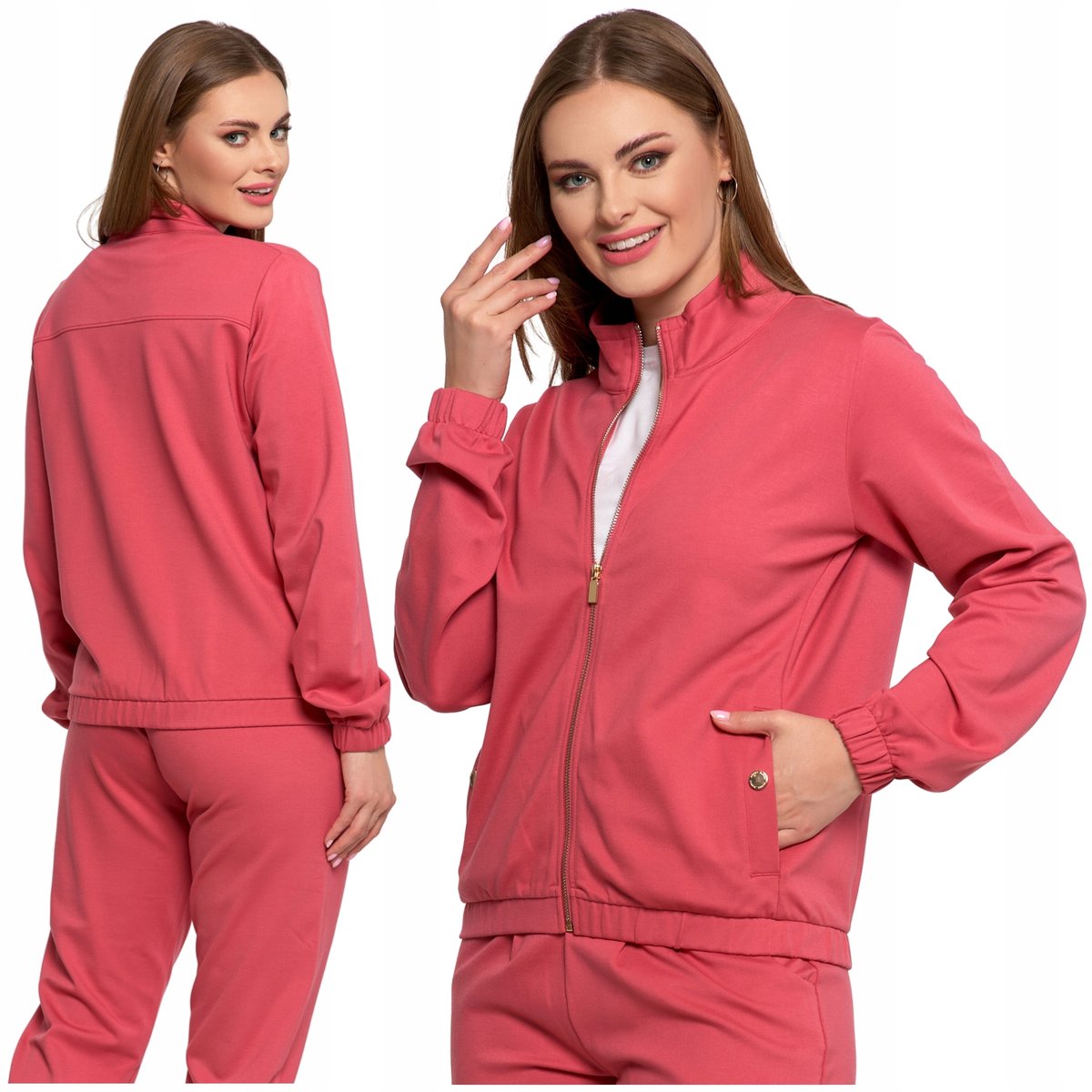 BLUZA DAMSKA BOMBERKA ROZPINANA GŁADKA ZE STÓJKĄ BEZ KAPTURA MORAJ S ...