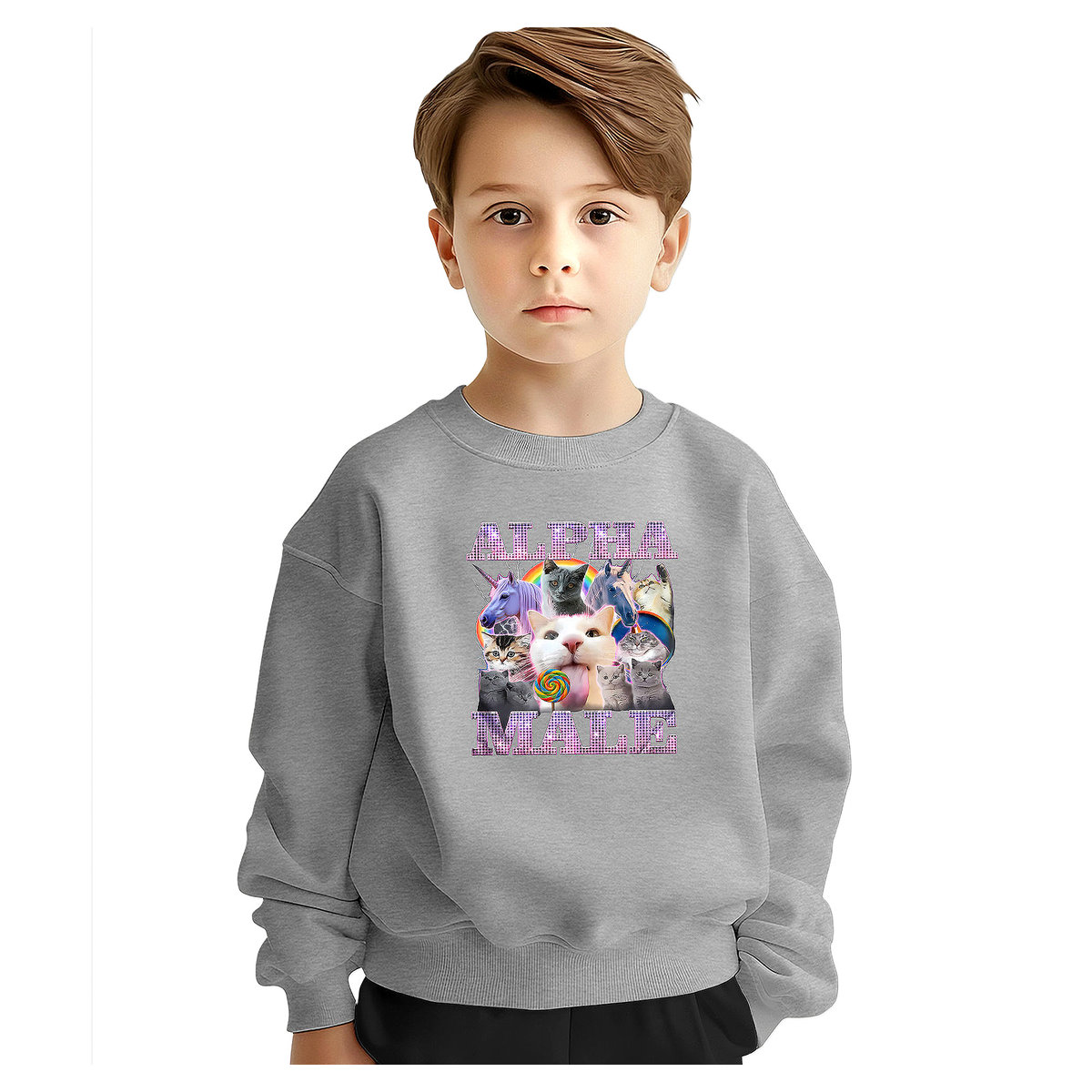 BLUZA DZIECIĘCA SAMIEC ALFA KOTY JEDNOROŻCE 110-116 DLA CHŁOPCA ...