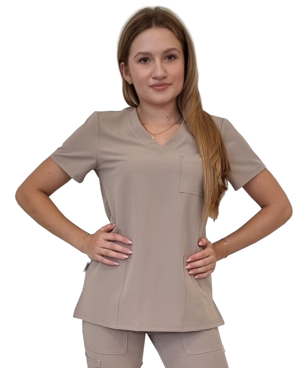 Bluza medyczna beżowa casual premium roz. L - M&C | Moda Sklep EMPIK.COM