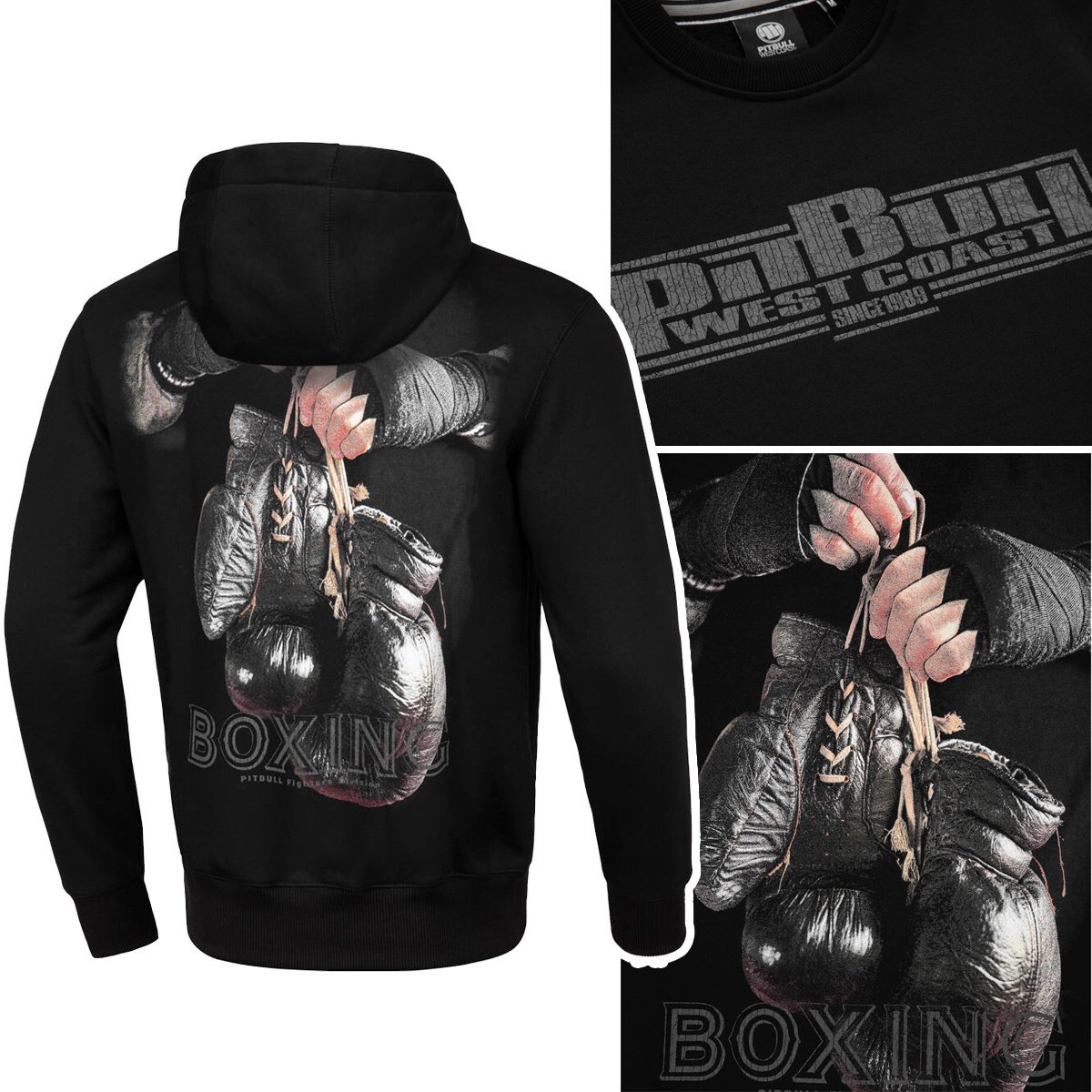 Bluza Męska Bawełniana Z Kapturem Pit Bull Boxing Fd Czarna R. Xl - inna (Inny) | Moda Sklep ...