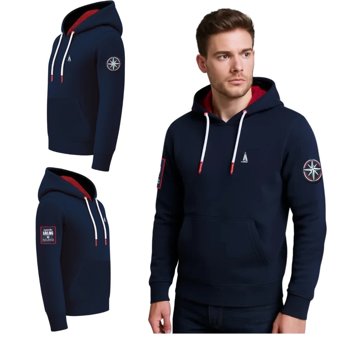 Bluza męska kangurka z kapturem granatowa Captain Mike SAILING L ...