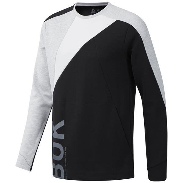 Bluza męska Reebok EC0991 OST BLOCKED CREW NECK Czarna - Reebok | Sport ...