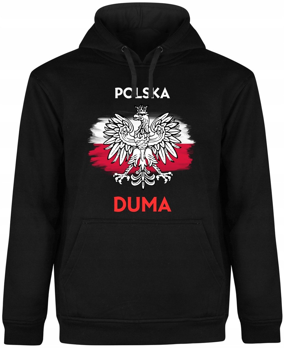 Bluza Męska Z Kapturem Polska Duma Patriotyczna Nadruk Czarna R-L A87 ...