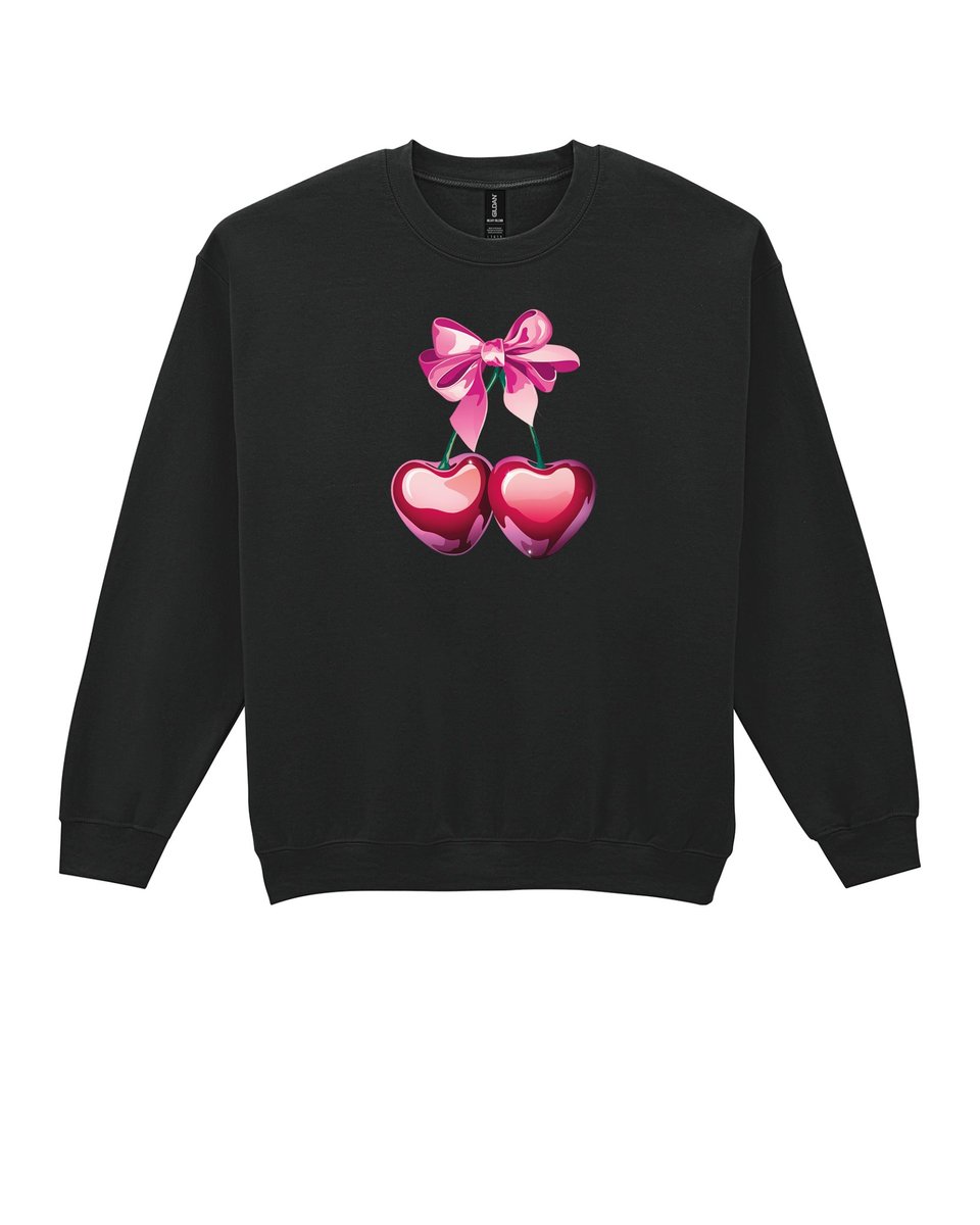 Bluza Sweatshirt Wiśnie Miłość Kokarda Słodkie Prezent czarny L ...