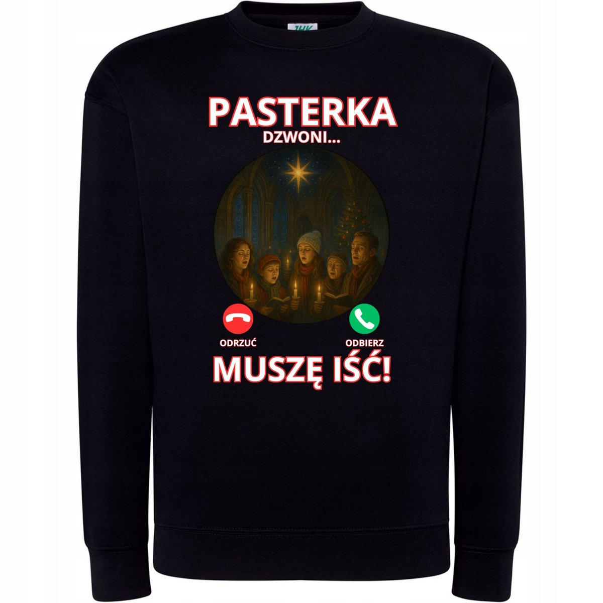 BLUZA ŚWIĄTECZNA Z NADRUKIEM PASTERKA DZWONI MUSZĘ IŚĆ SUPER PREZENT M ...