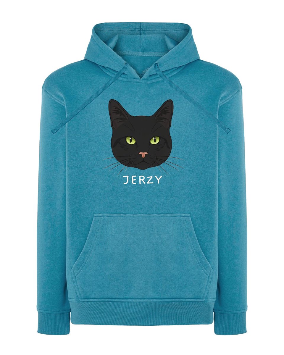 Bluza z kapturem Dachowiec Czarny Personalizowana Kot Pupil ...