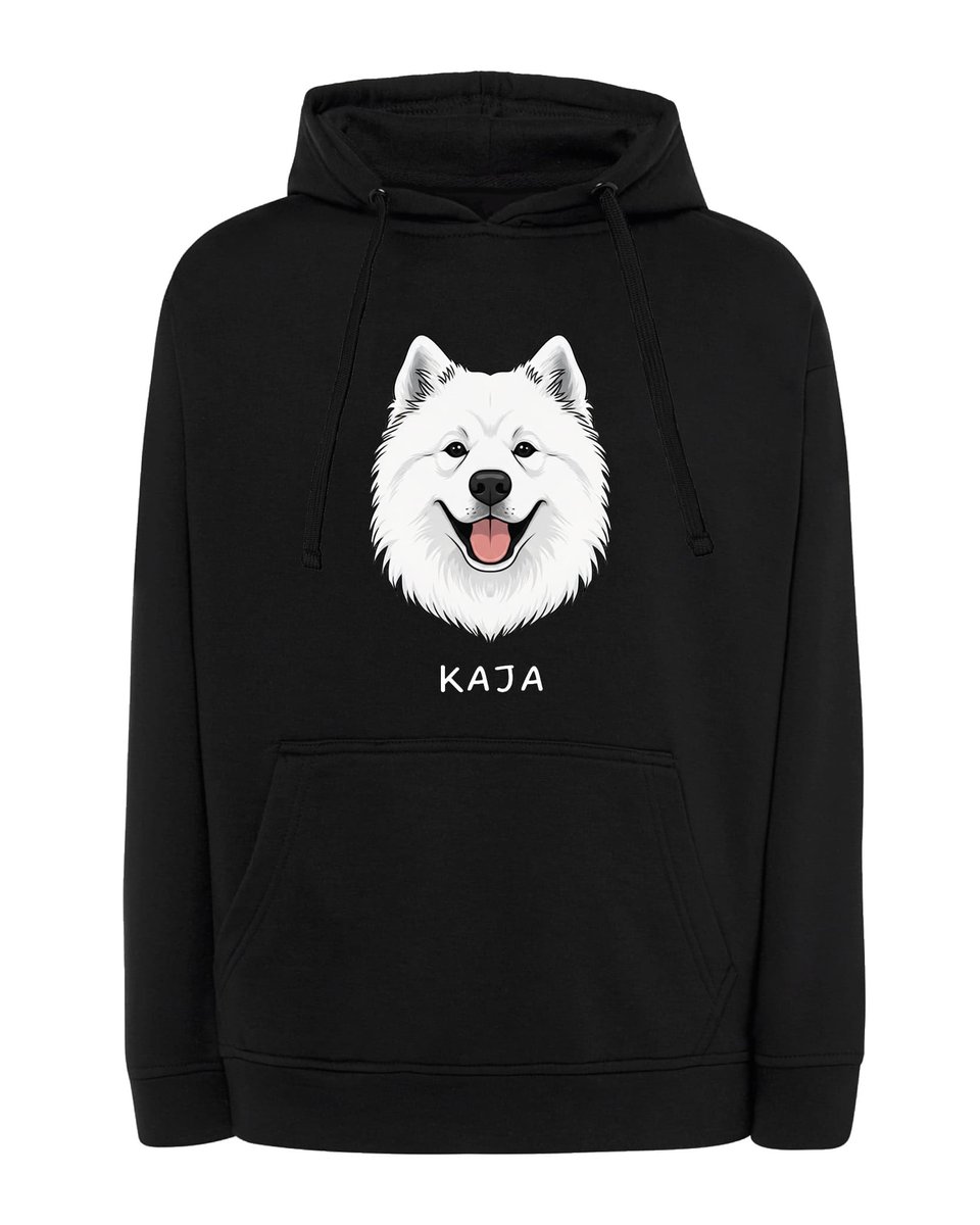 Bluza z kapturem Samojed Personalizowana Pupil Pies Czarny M - TeeLove ...