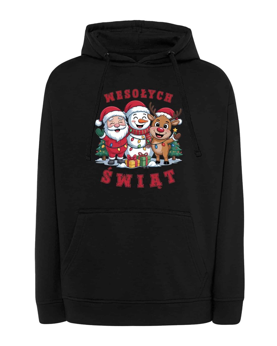 Bluza z kapturem Świąteczna Boże Narodzenie Mikołaj Renifer Czarny XL ...