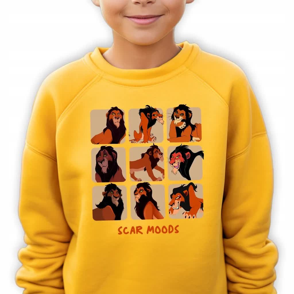 BLUZA ŻÓŁTA Dziecięca Na Urodziny Dla Fana Króla Lwa SCAR MOODS Wzory ...