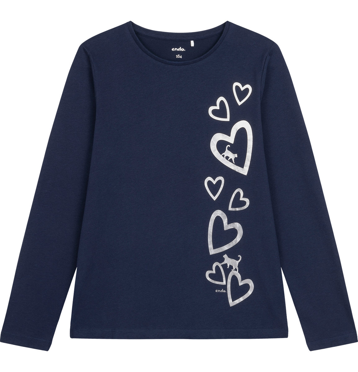 Bluzka dla dziewczynki z Długim Rękawem bawełniana 140 z serduszkami Endo - Endo | Sklep EMPIK.COM