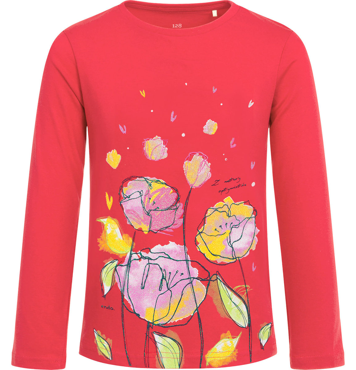 Bluzka dla dziewczynki z Długim Rękawem bawełniana 164 Kwiatowa Endo - Endo | Sklep EMPIK.COM