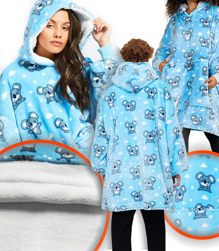 Bluzokoc Koc Kocyk Ponczo Bluza Ciepła Miła Z Kapturem Długi Polar Xxl ...