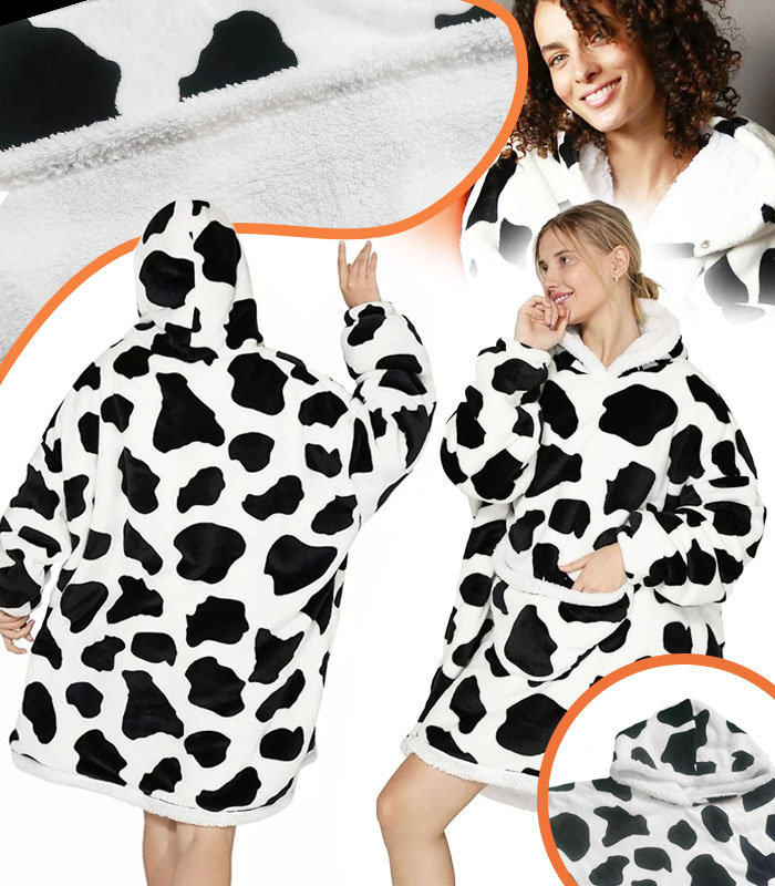 Bluzokoc Koc Kocyk Ponczo Bluza Ciepła Miła Z Kapturem W Łatki Polar ...