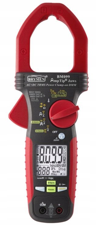 BM099 Miernik cęgowy BRYMEN 1000A AC/DC TRMS VA/W/VAR PF THD, 3-faz AmpTip - Brymen ...