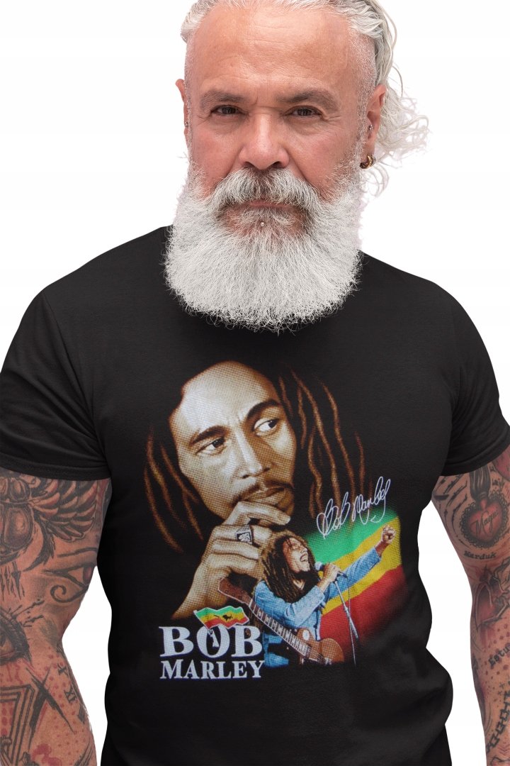 BOB MARLEY T-SHIRT KOSZULKA z nadrukiem czarna męska REGGAE rasta XXL ...