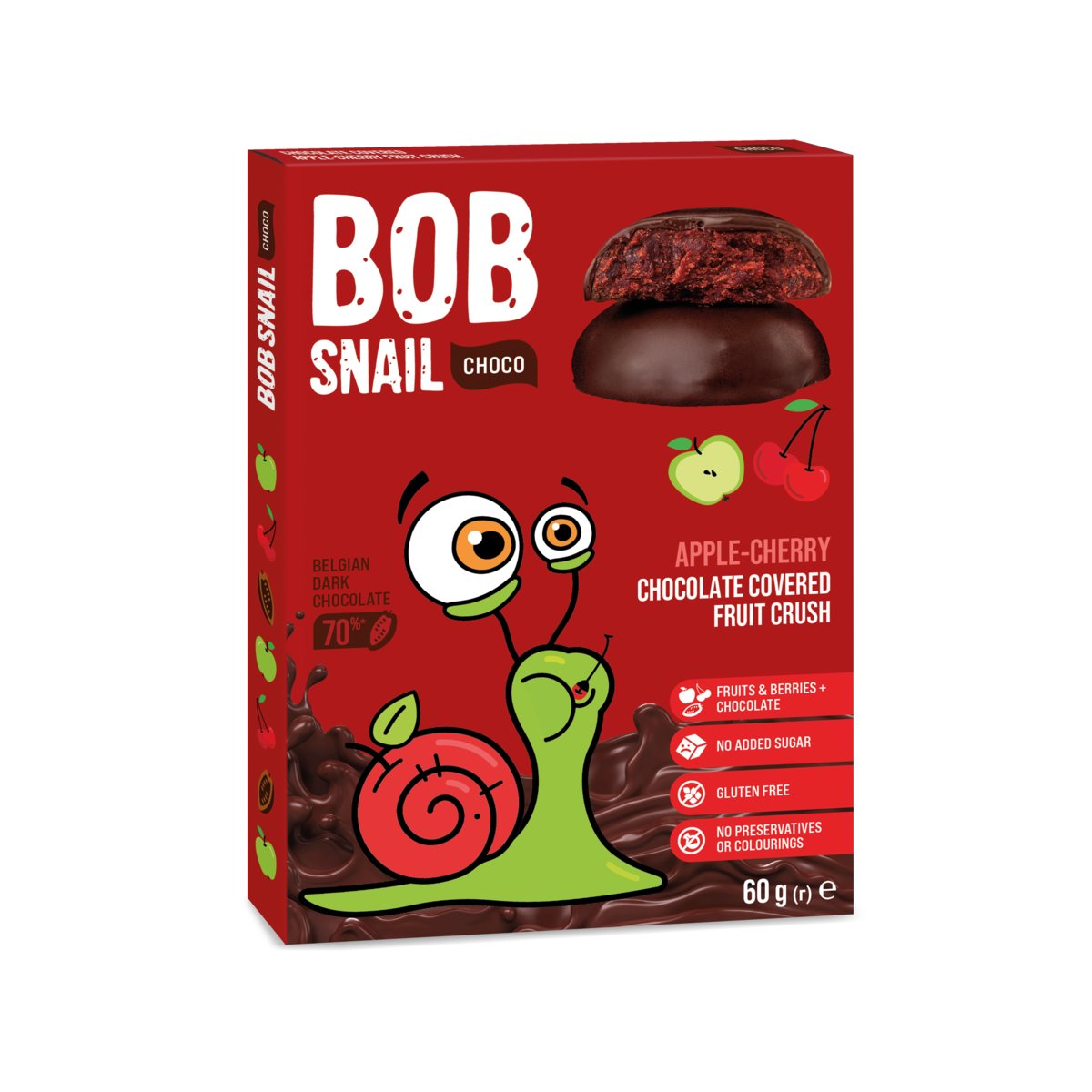 Bob Snail Ciastko Jabłko-Wiśnia W Czekoladzie 60 G - Bob Snail | Sklep ...