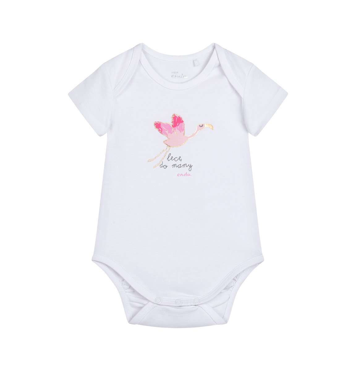 Body niemowlęce krótki rękaw bawełna dla dziewczynki 80 z flamingiem ...