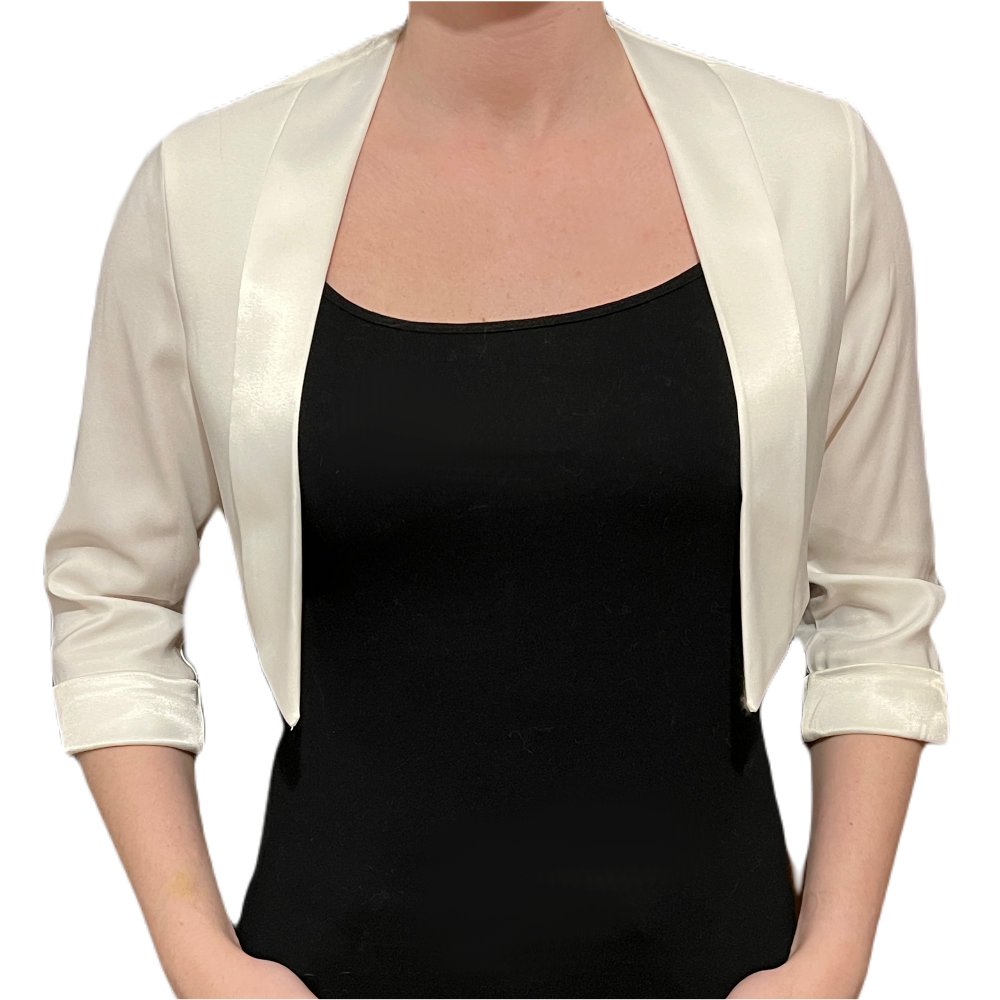 Bolerko z rękawem 3/4 ecru - Aneta 52 - Bebej | Moda Sklep EMPIK.COM