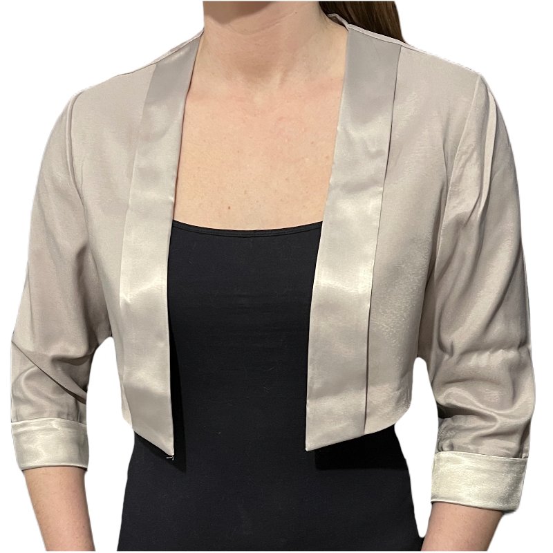 Bolerko z rękawem 3/4 srebrny - Aneta 44 - Bebej | Moda Sklep EMPIK.COM