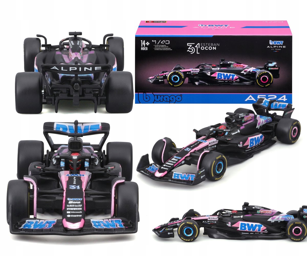 BOLID F1 BWT Alpine Team A524 2024 Esteban Ocon 1:43 model BBURAGO 18-38220 - Bburago | Sklep ...