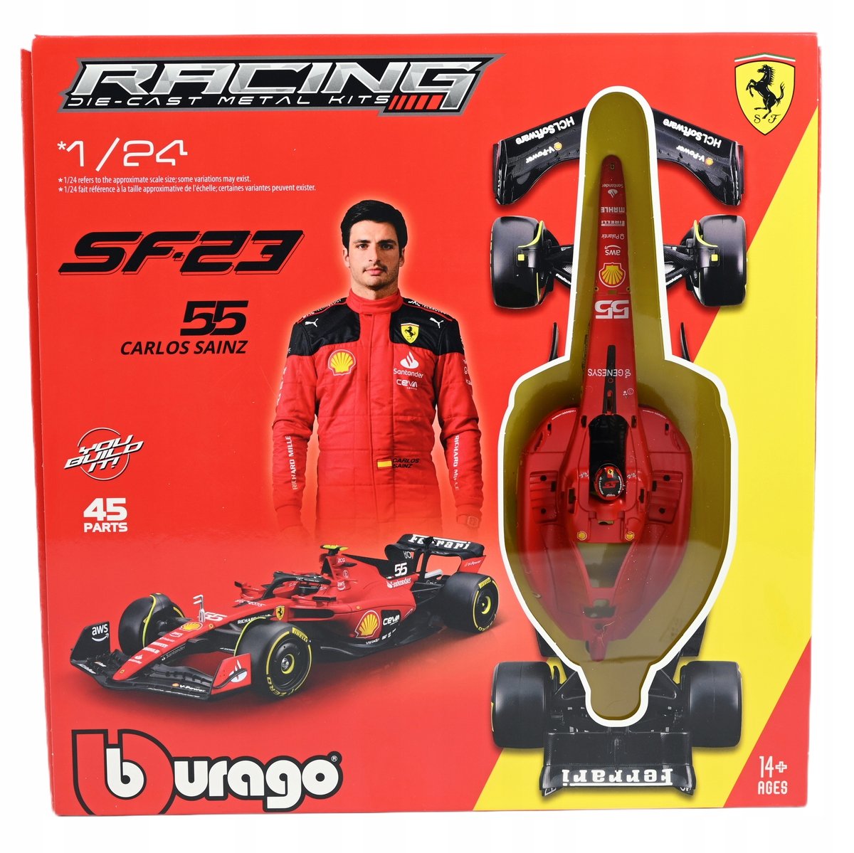 BOLID F1 Ferrari SF-23 Carlos Sainz 1:24 BBURAGO MODEL DO ZŁOŻENIA 18 ...
