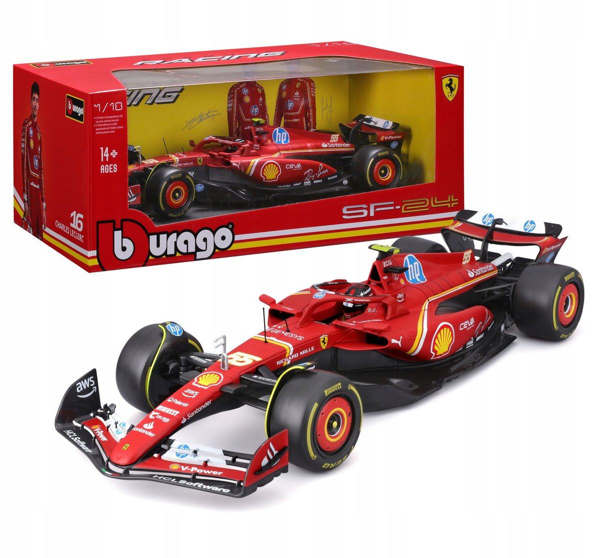 BOLID F1 Ferrari SF-24 GP Imola 2024 Carlos Sainz 1:18 BBURAGO 18-16815 ...