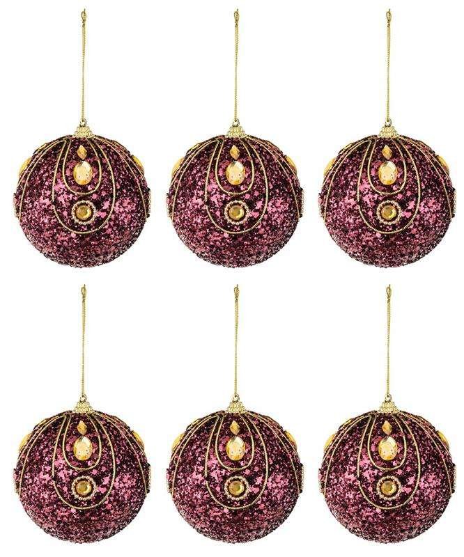 Bombka Bordowa Okrągła 10,5X10X10 Cm Kpl. 6 Szt. - Art-Pol | Sklep ...