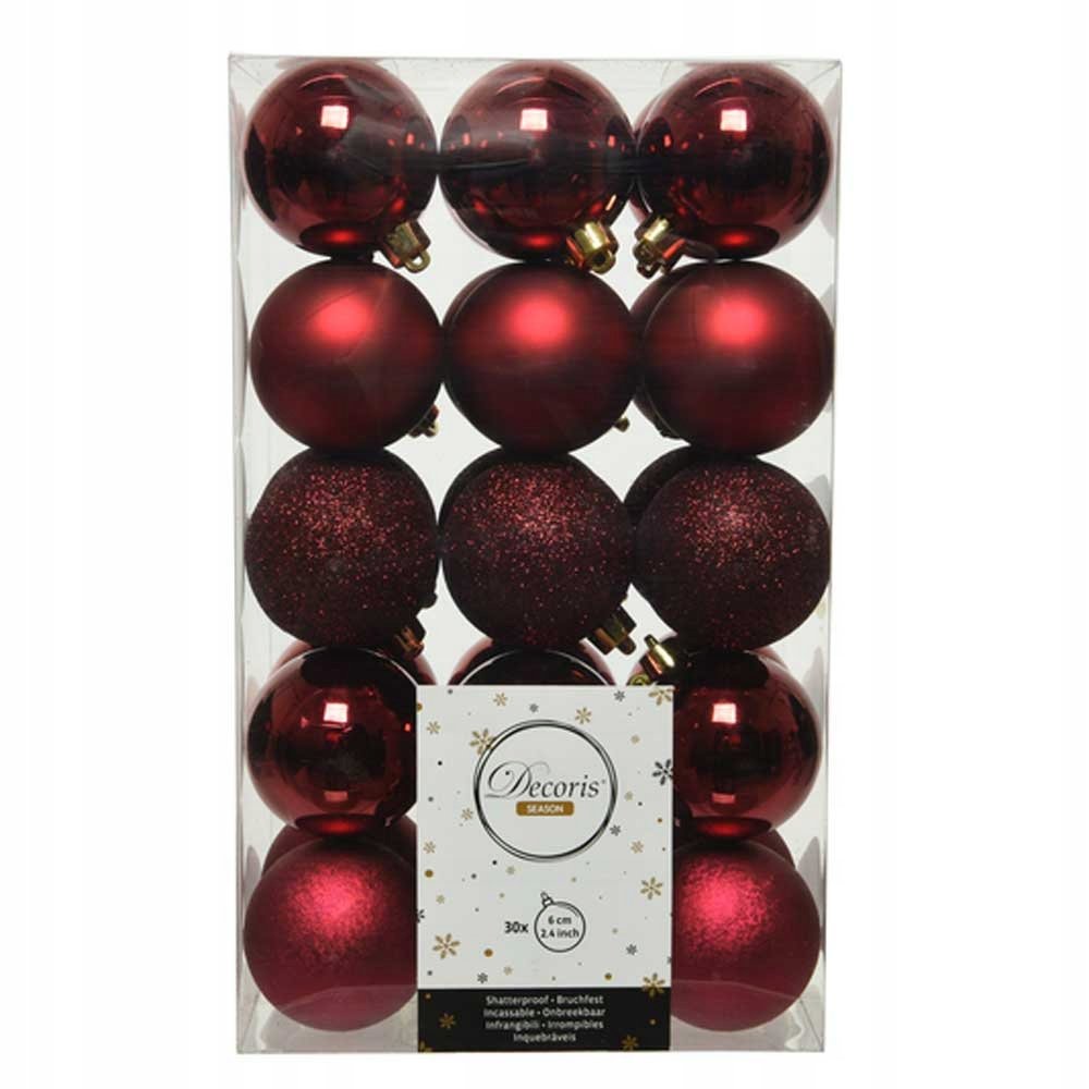 Bombki choinkowe błyszczące bordowe zestaw 30 szt. - Kaemingk | Sklep EMPIK.COM