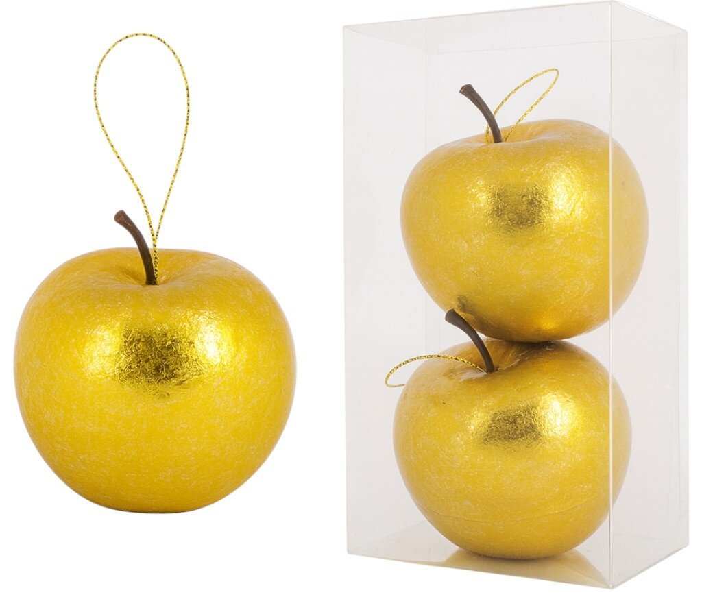 Bombki choinkowe JABŁKO 8cm zestaw 2szt ozdoba bombka na choinkę złoty ...