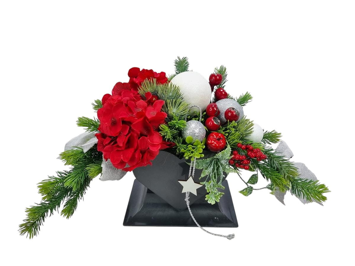 BOMBKI HORTENSJA czerwona SERCE (223.30) Stroik kompozycja na cmentarz ...