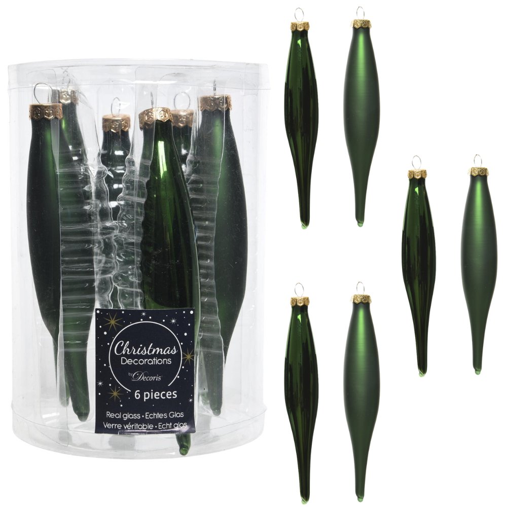 Bombki Sople Szklane Zestaw 6Szt Mat Połyskujące Butelkowa Zieleń ...