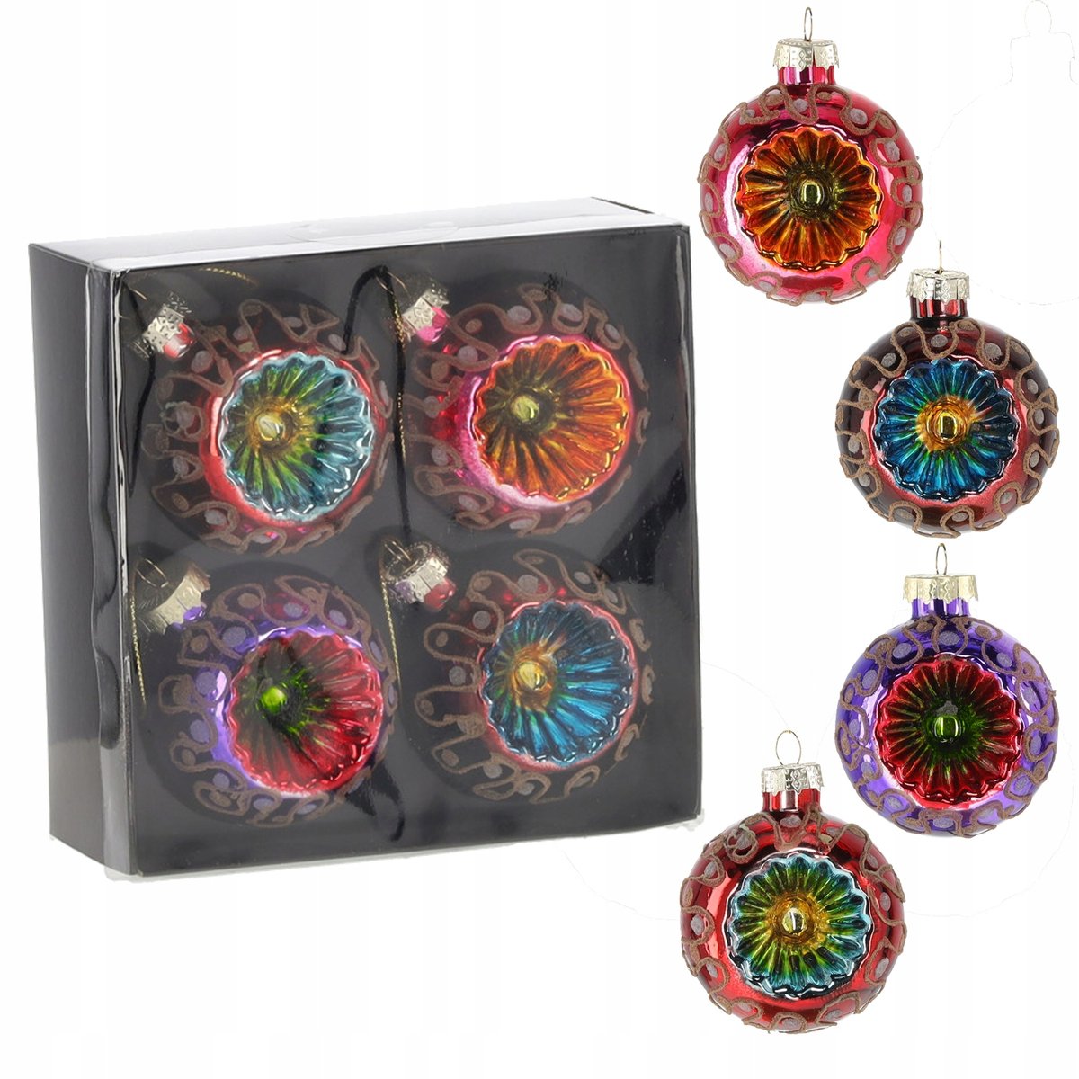 Bombki szklane stare PRL z reflektorami 6cm kpl. 4 szt. - GardenPlus+ ...
