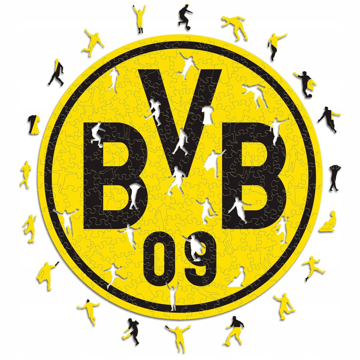 BORUSSIA DORTMUND BVB 09 DREWNIANE PUZZLE ROZMIAR L 160 EL LOGO KLUBU ...