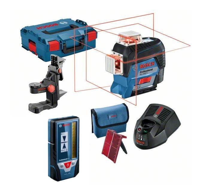 BOSCH LASER LINIOWY 3-PŁASZCZYZNOWY GLL 3-80 C + UCHWYT BM 1 ...