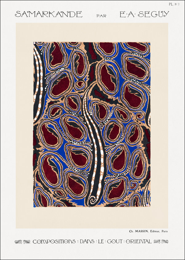 Botanical pochoir pattern in Art Deco oriental sty - Inna marka | Sklep ...